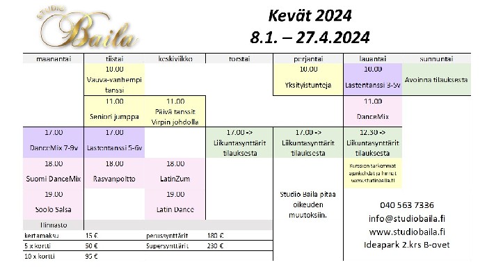 Lukujärjestykset :: Studio Baila